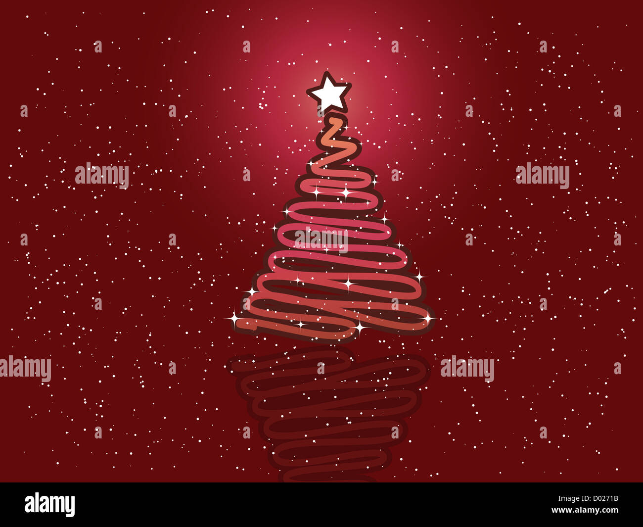 Scribble Christmas tree on a snowy background Stock Photo - Alamy