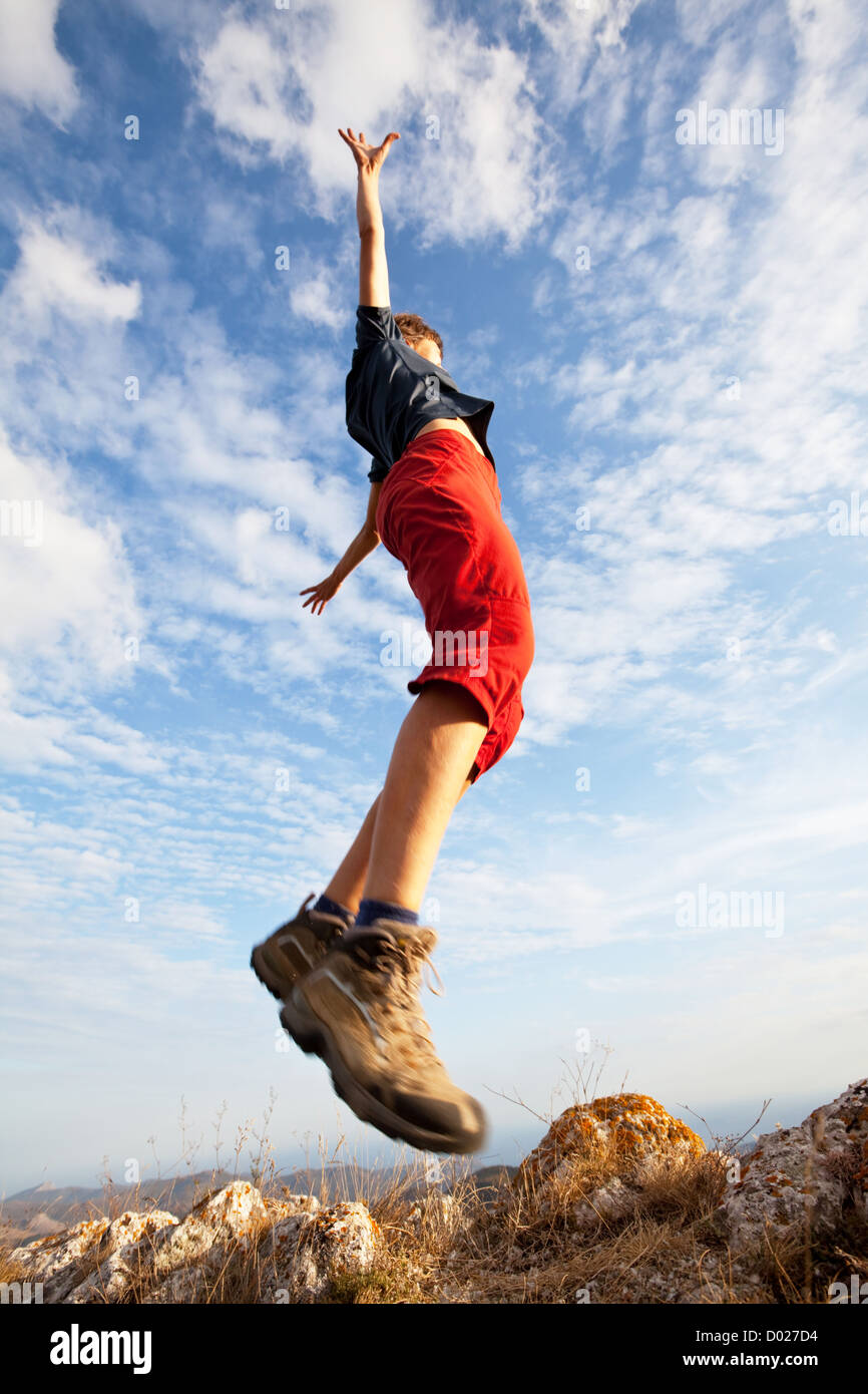 Happiness girl in jump Stock Photo - Alamy