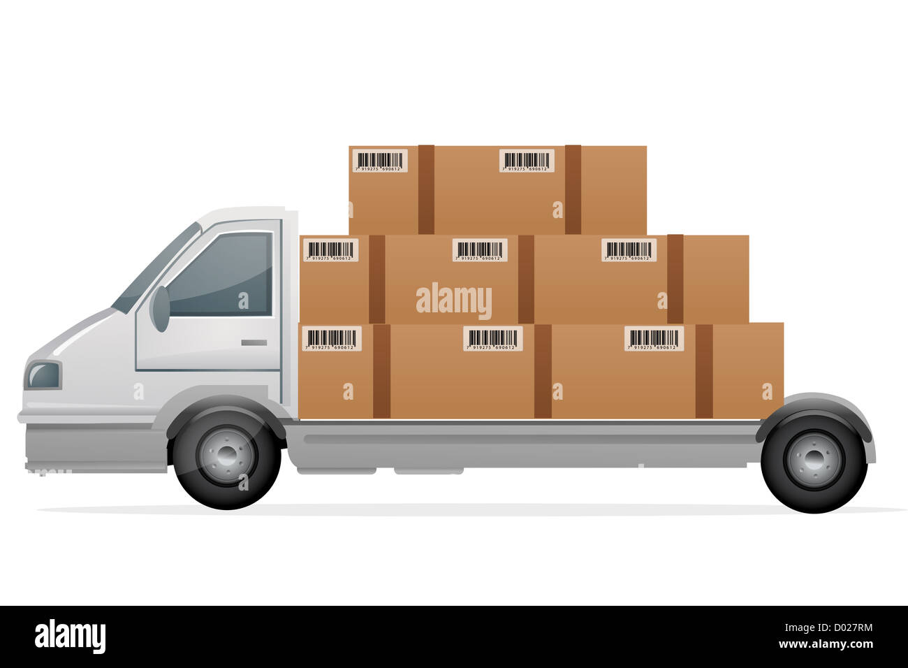illustration of cargo with packets on white background Stock Photo - Alamy