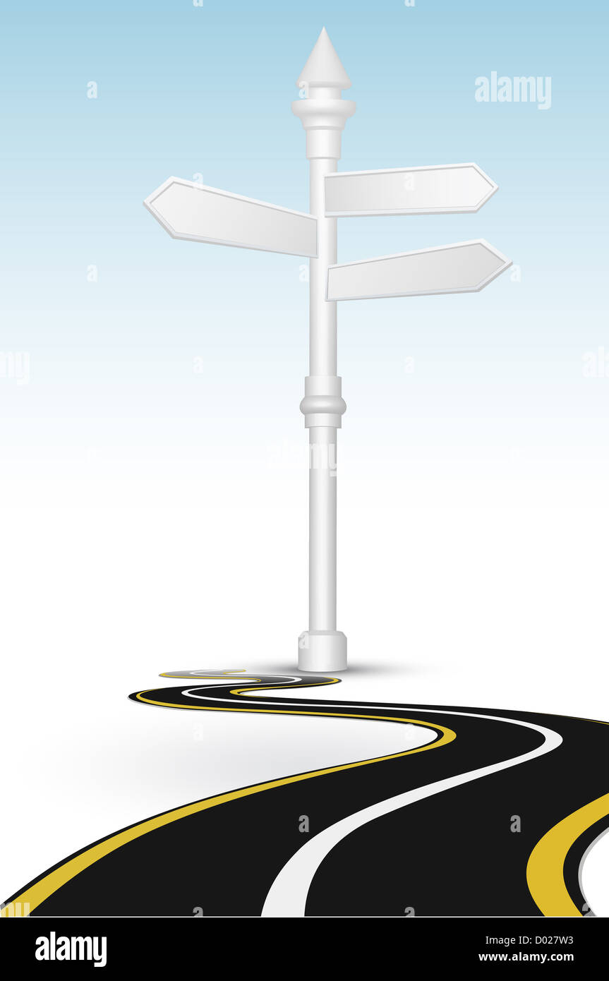 illustration of way with direction board on white background Stock ...