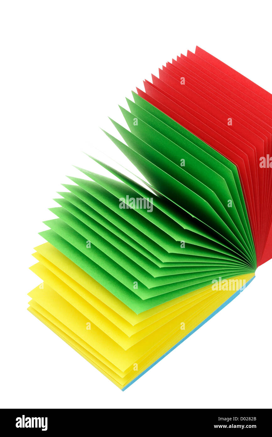 Fanned out Stack of Color Memo Papers on White Background Stock Photo ...