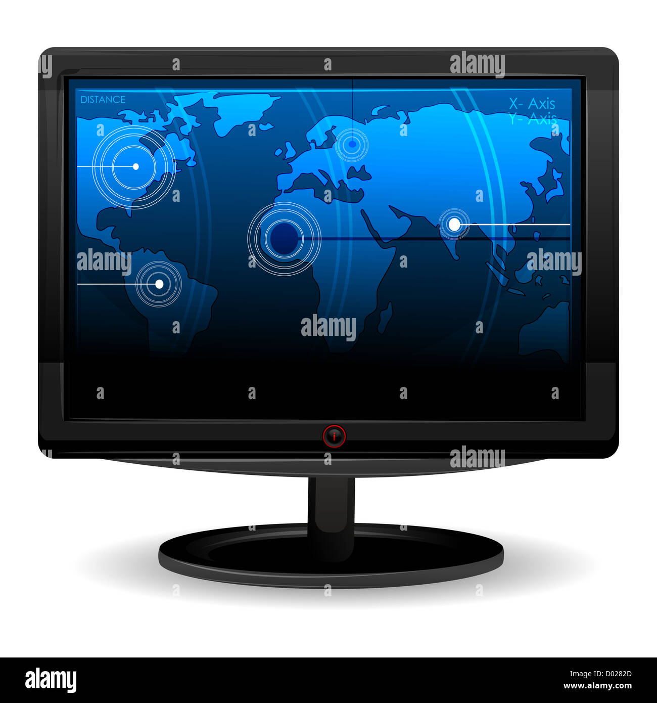 illustration of tv with world map on white background Stock Photo - Alamy
