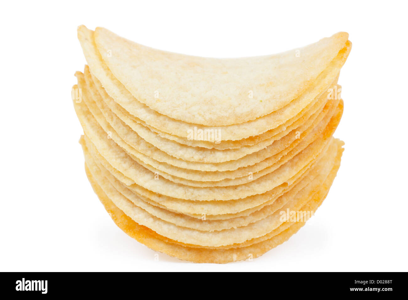 Stack of salted potato chip isolated on the white Stock Photo - Alamy