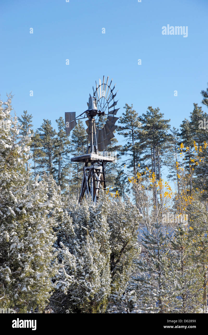Windmill in the Snow Stock Photo - Alamy