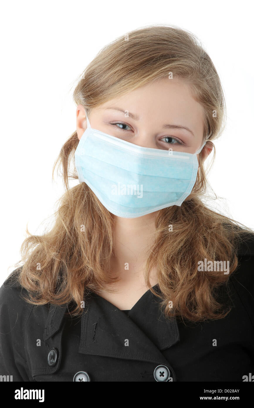 A model wearing a mask to prevent 'Swine Flu' infection Stock Photo - Alamy