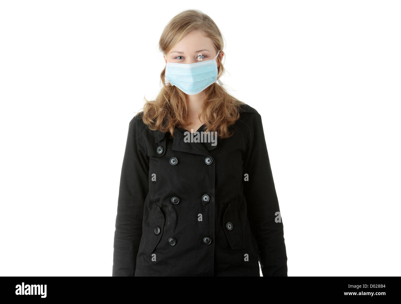 A model wearing a mask to prevent 'Swine Flu' infection. Isolated Stock ...