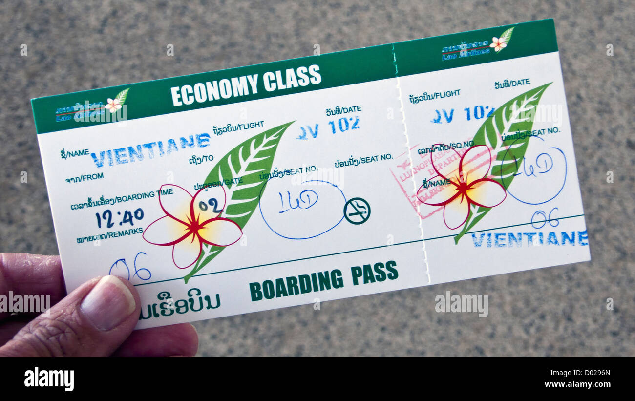 Lao Airlines economy class boarding pass Stock Photo - Alamy