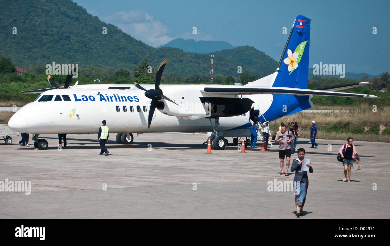 Lao Airlines Xian MA-60 propeller passenger aircraft Luang Prabang ...