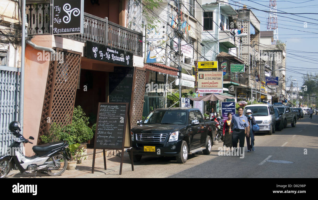 Street scene Pangkham Road Vientiane Laos PDR Stock Photo - Alamy