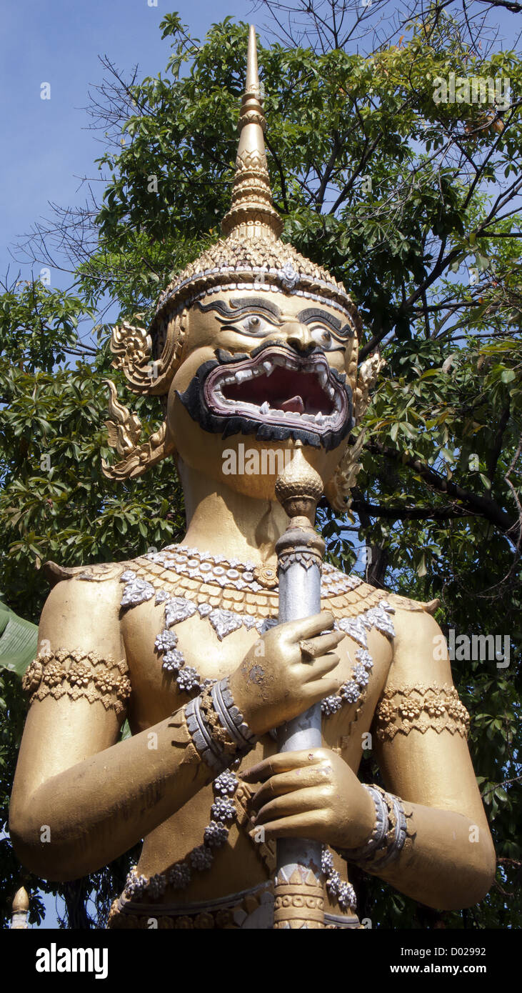 Demon temple guardian yaksha Wat Simuang Vientiane Laos PDR Stock Photo ...