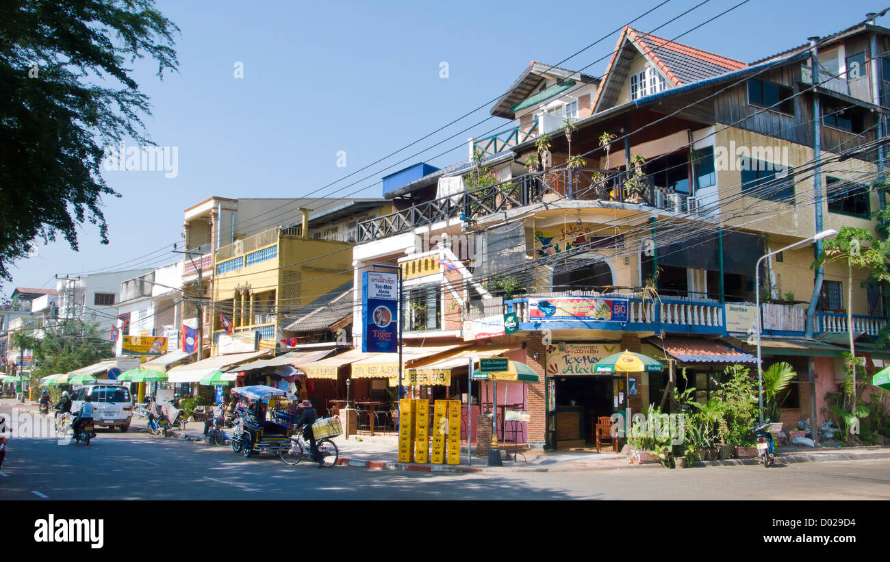 Restaurant bars guest houses and hotels Vientiane Laos PDR Stock Photo ...