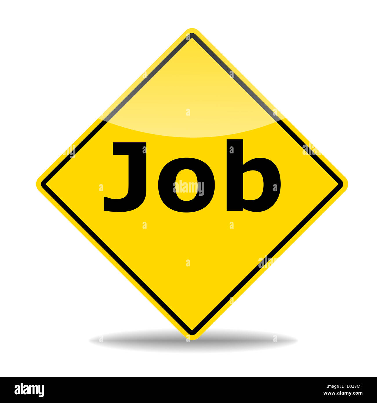 job work or unemployment concept with road sign isolated on white ...