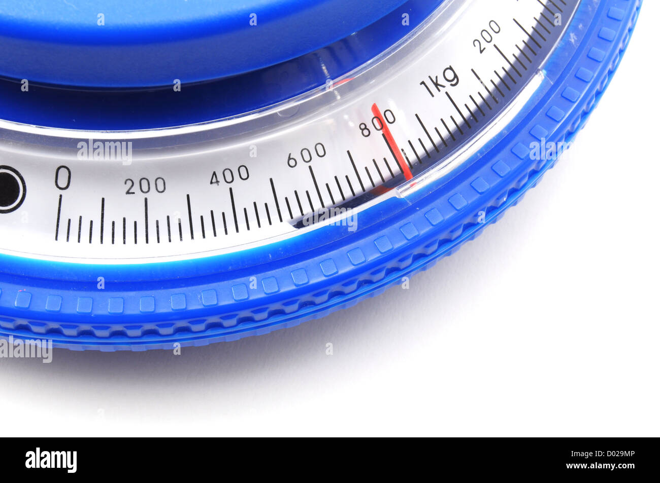 blue kitchen scales or balance showing cooking concept Stock Photo - Alamy