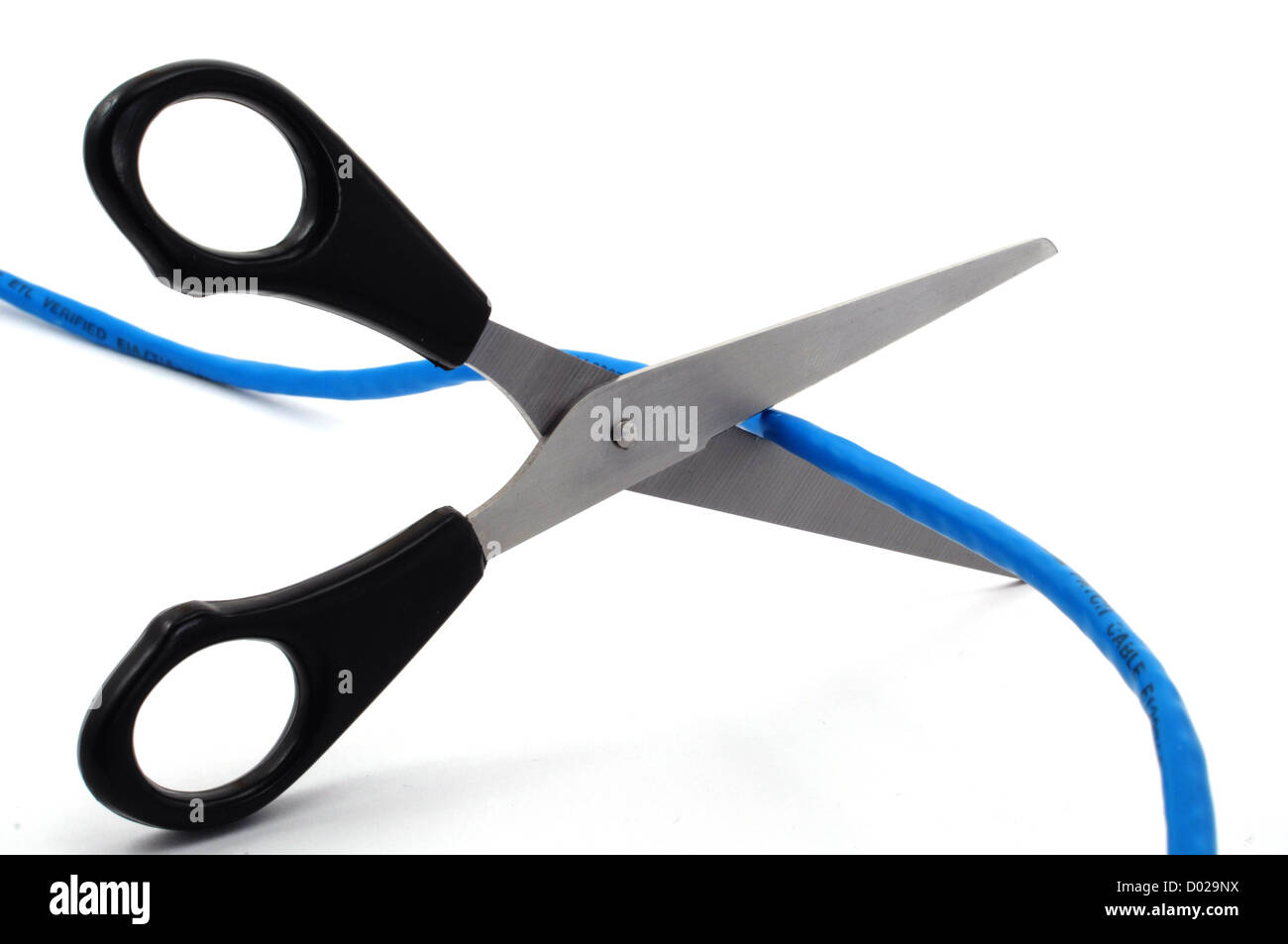 network cable and scissors isolated on white background Stock Photo - Alamy