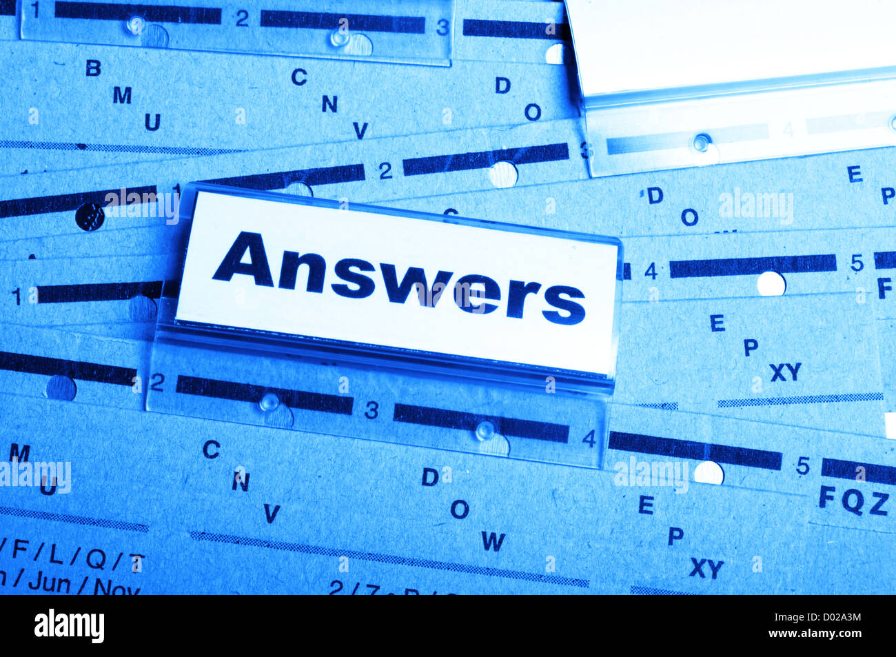 answers word on register or hanging folder showing solution concept ...