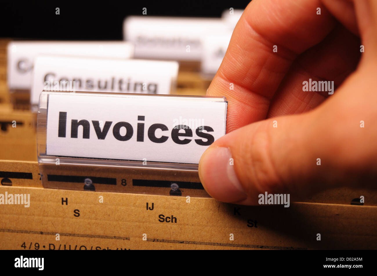 invoice or invoices concept with business folder in office showing ...