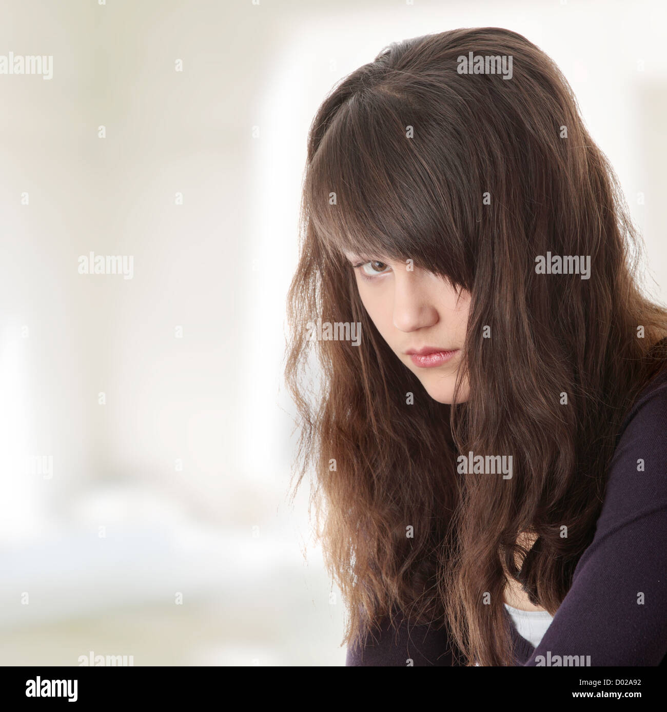 Young teen woman with depression Stock Photo - Alamy