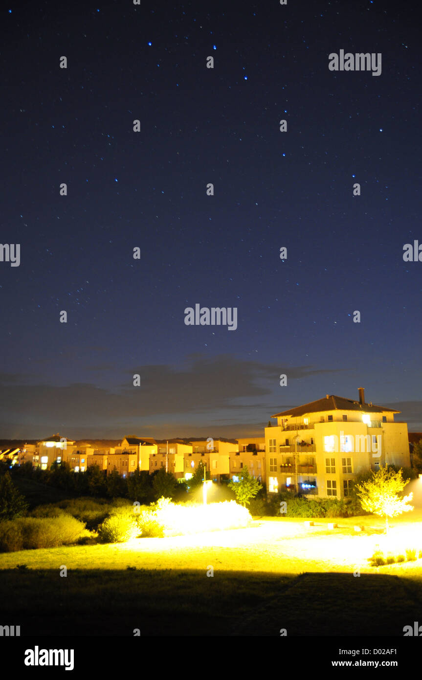 night sky with stars over the town or city and copyspace Stock Photo ...