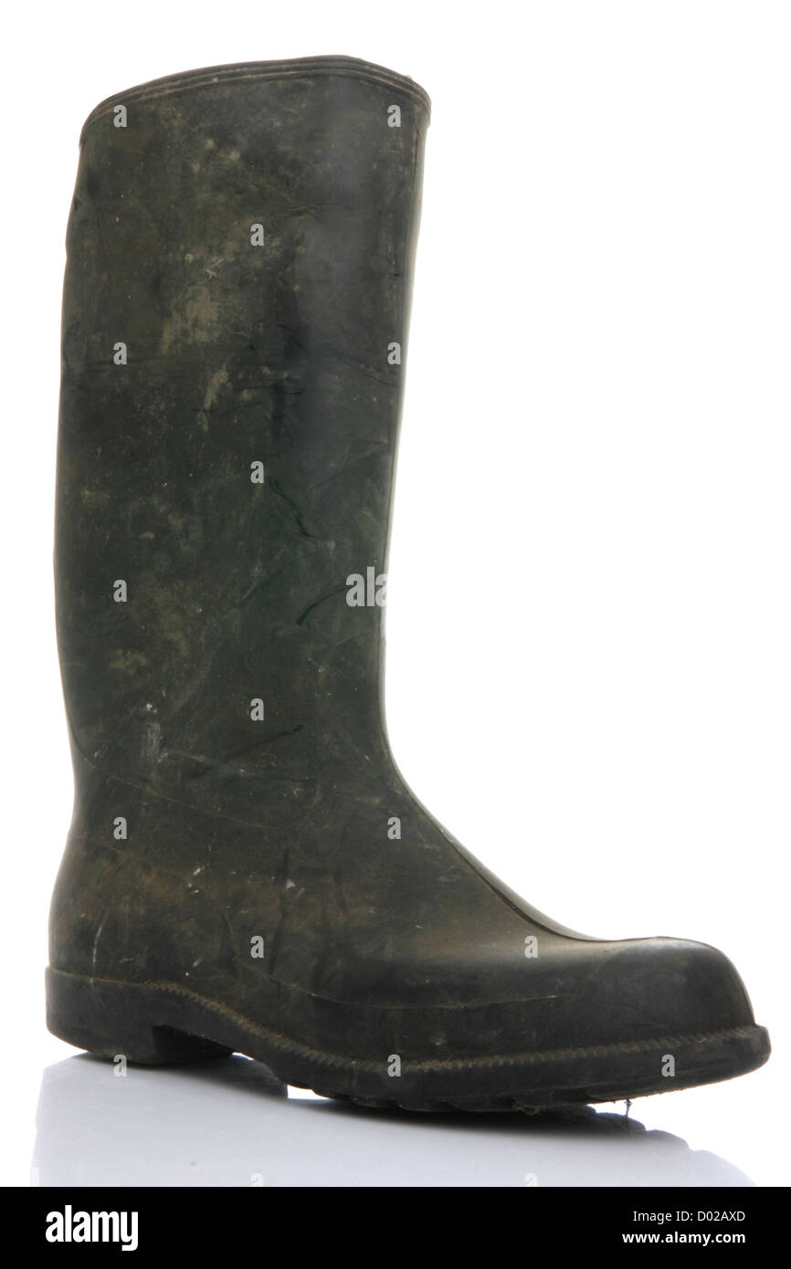 Rubber boot on white Stock Photo - Alamy