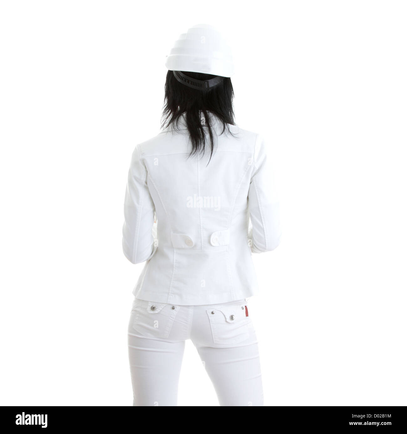 Smiling happy woman builder Cut Out Stock Images & Pictures - Alamy