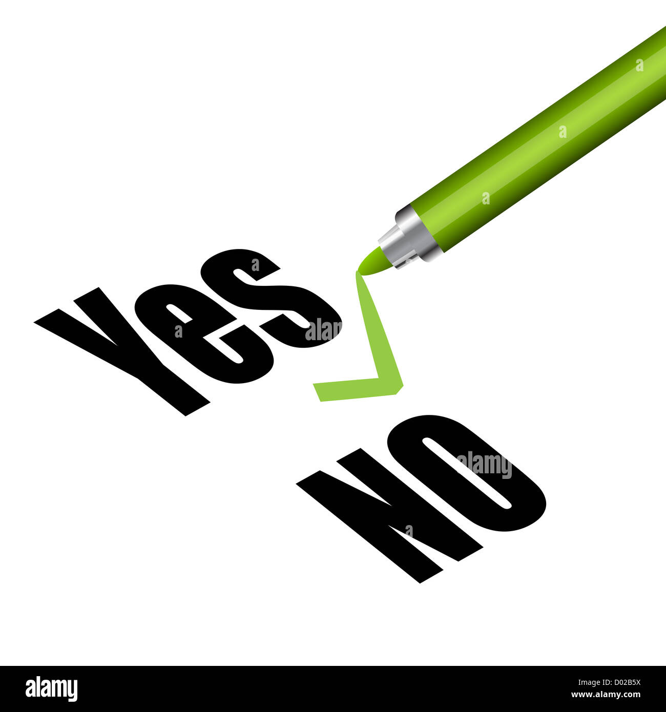 illustration of yes and no with pen on white background Stock Photo - Alamy