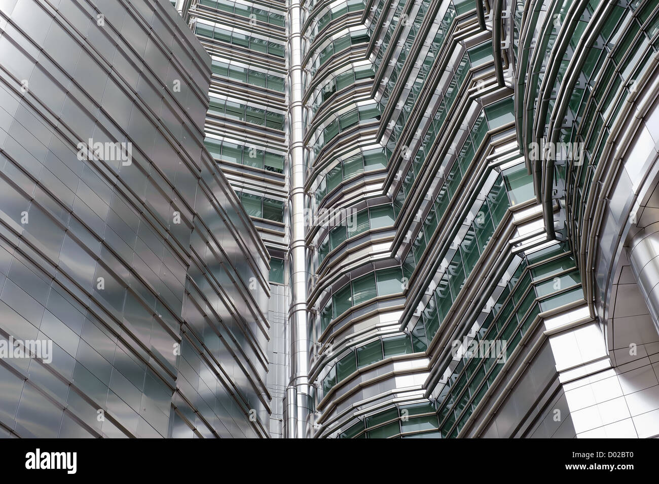 Building appearance with abstract silver metal background and green ...