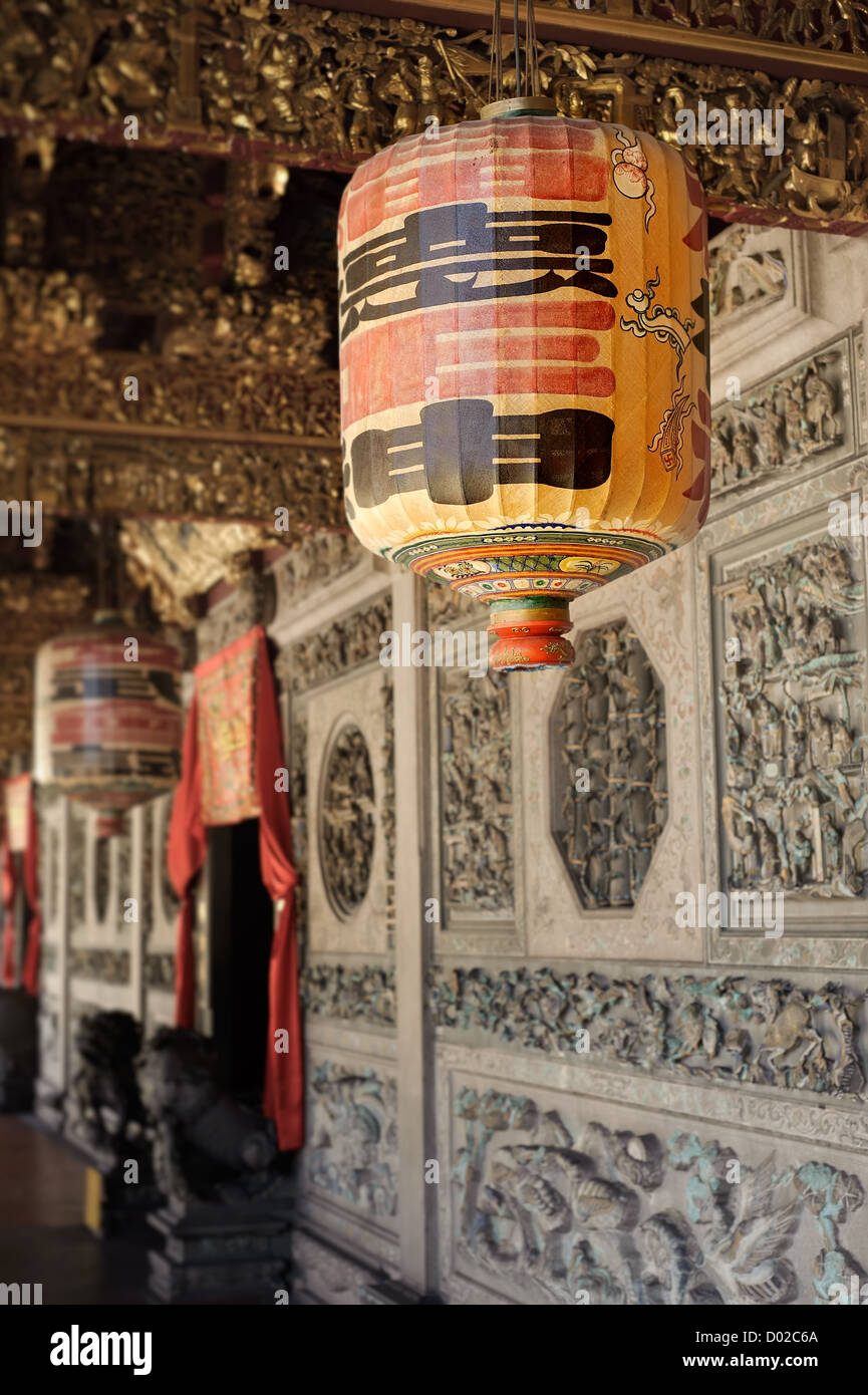 Lamp hang on Chinese traditional temple corridor Stock Photo - Alamy