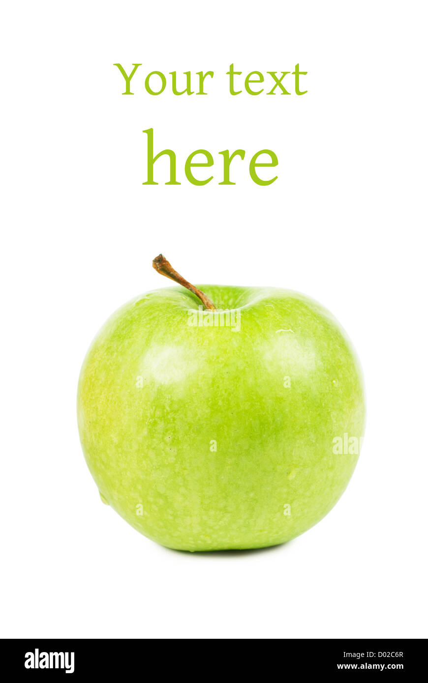 Big green apple isolated over white background with place for your text ...