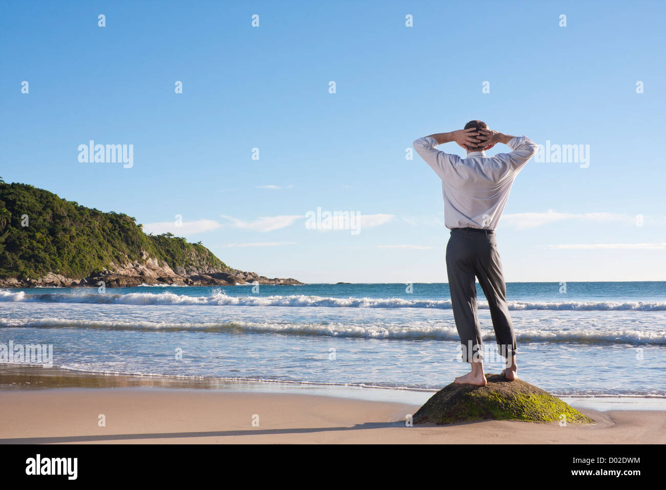 Businessman standing on rock blue hi-res stock photography and images ...