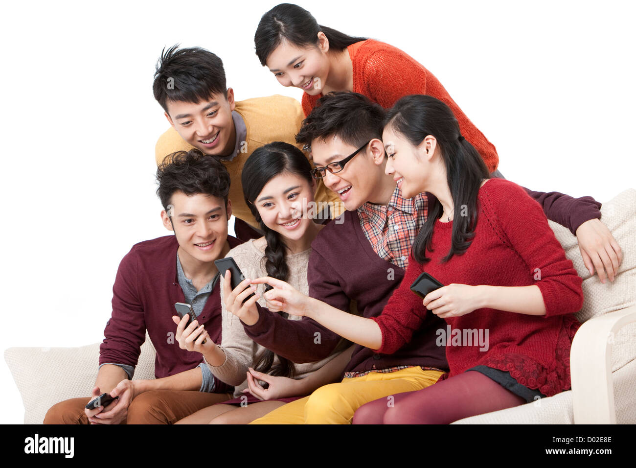Young friends with smart phones in Chinese New Year Stock Photo - Alamy