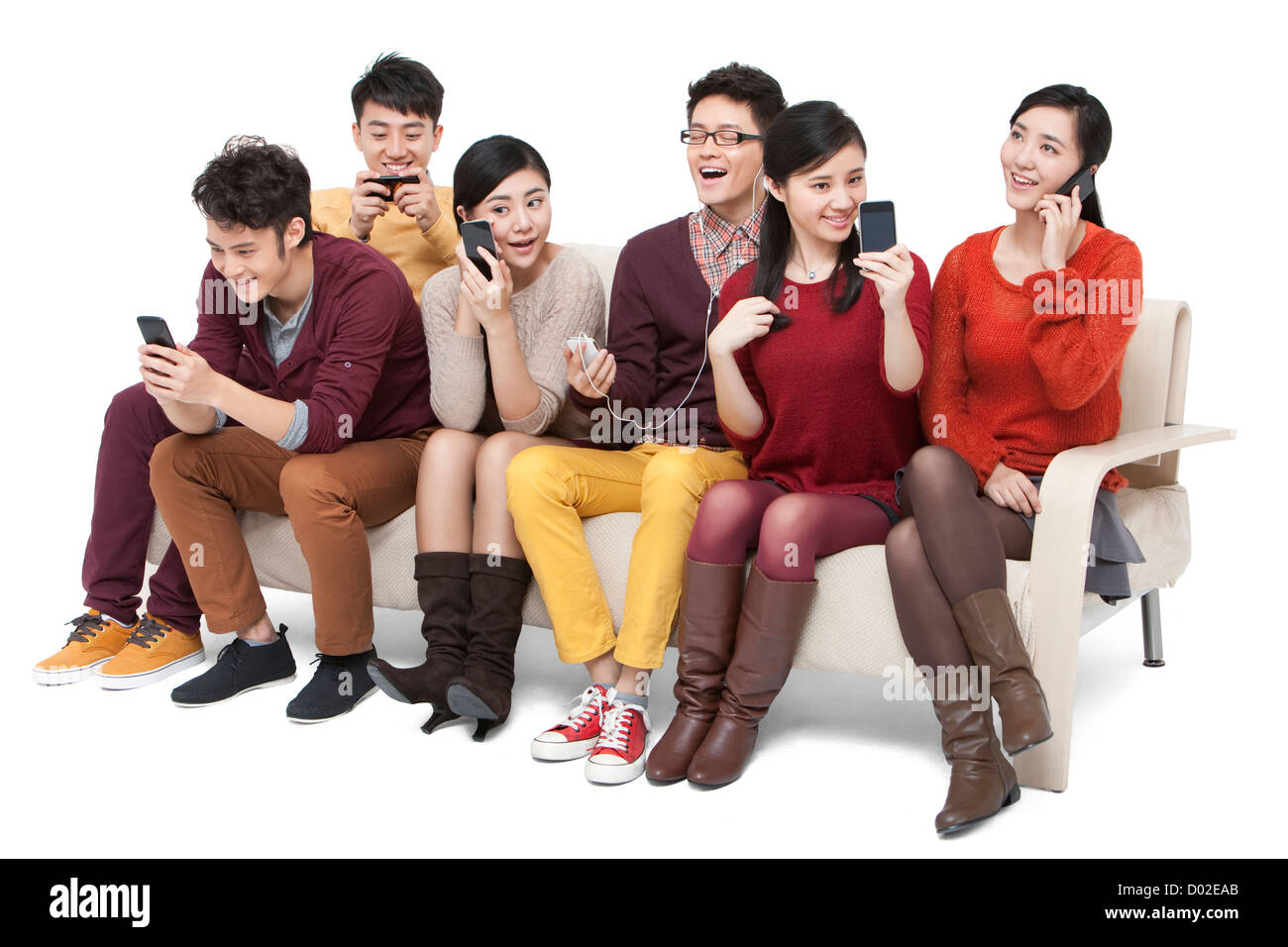 Young friends with smart phones in Chinese New Year Stock Photo - Alamy