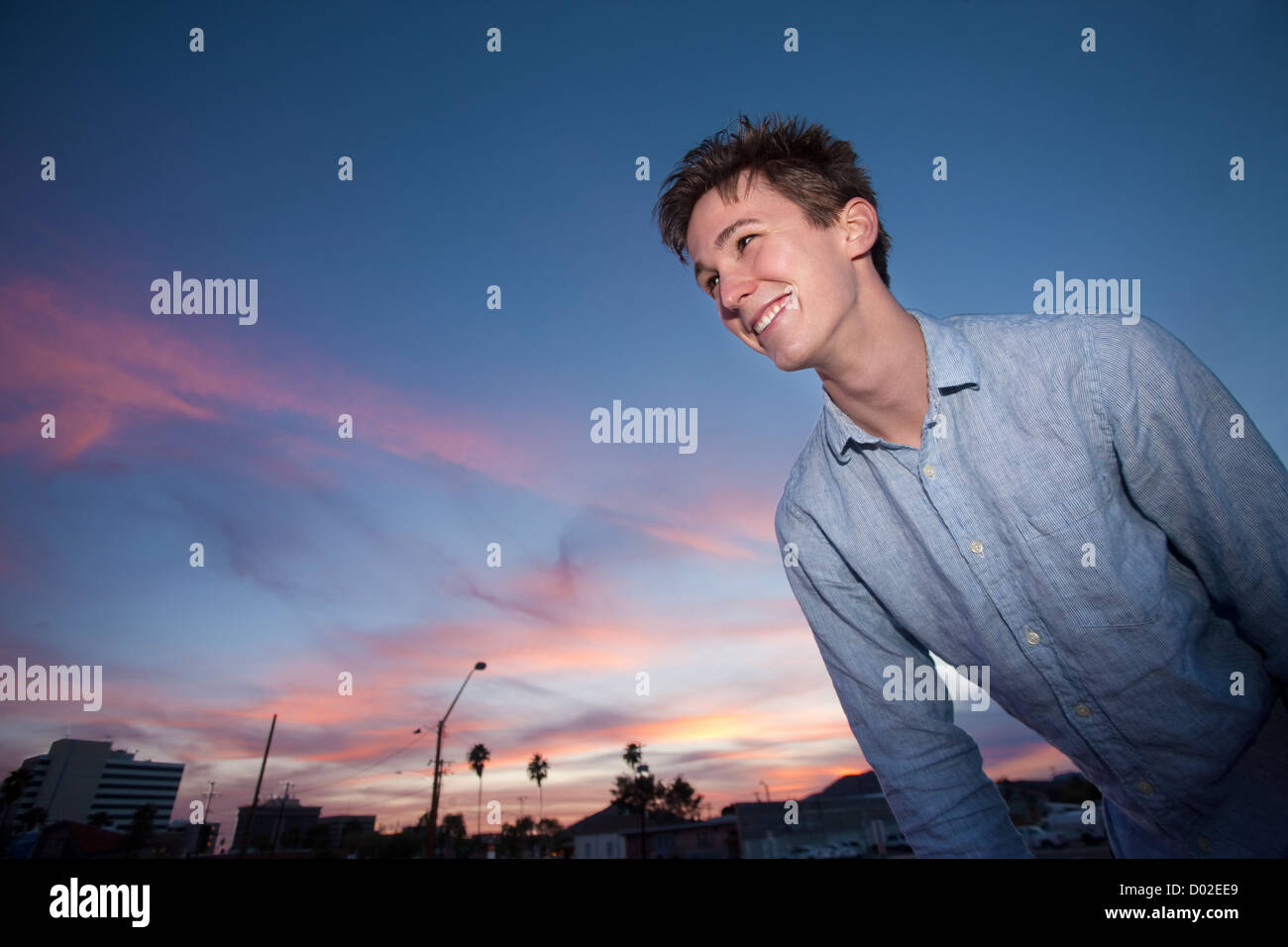 Happy young Caucasian man in a outdoor location Stock Photo - Alamy