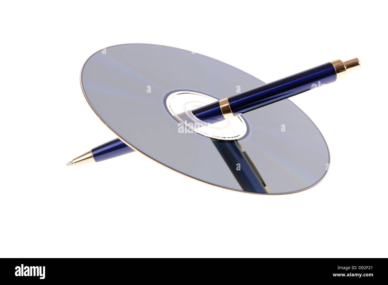 pen with disk dvd isolated on white background Stock Photo - Alamy