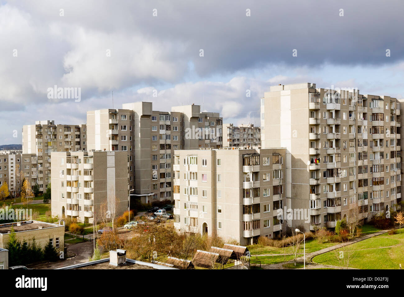Sleeping dormitory old urban area of mass building in style of Soviet ...
