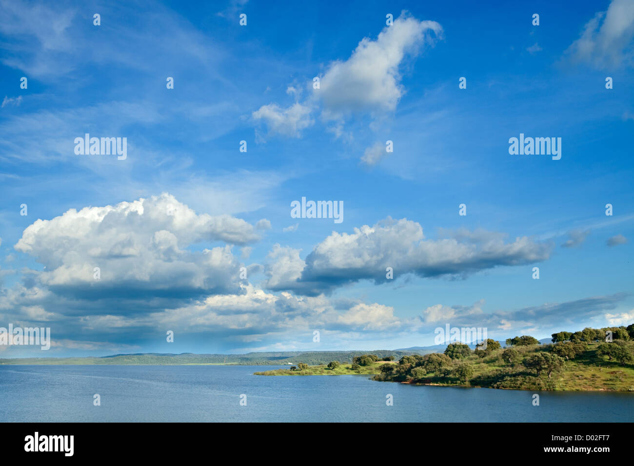 Landscape with a big river and a beautiful sky Stock Photo - Alamy