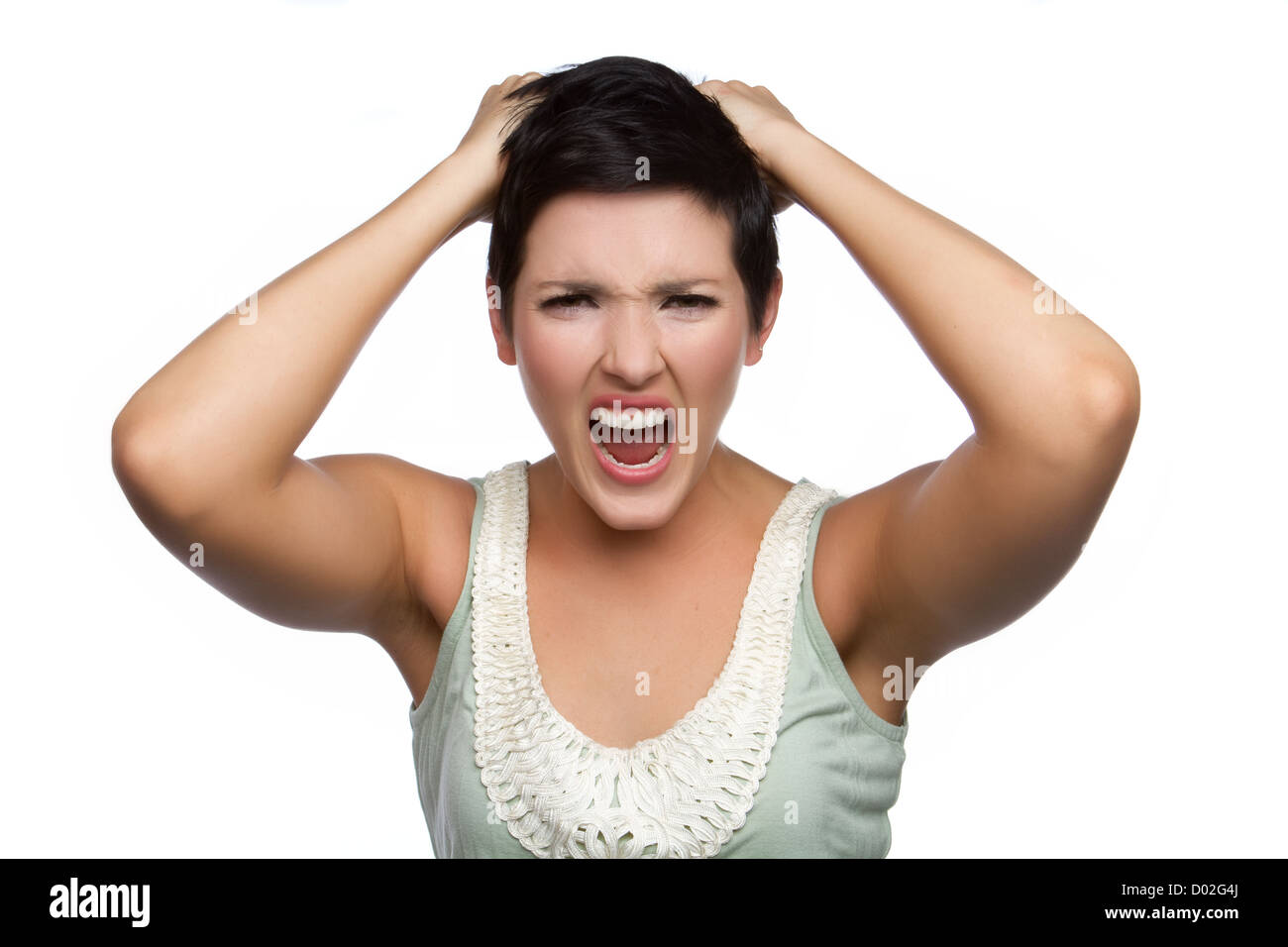 Isolated beautiful angry screaming woman Stock Photo - Alamy
