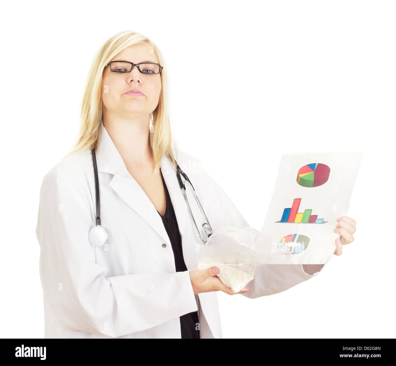 Medical doctor with statistics about medicaments Stock Photo - Alamy