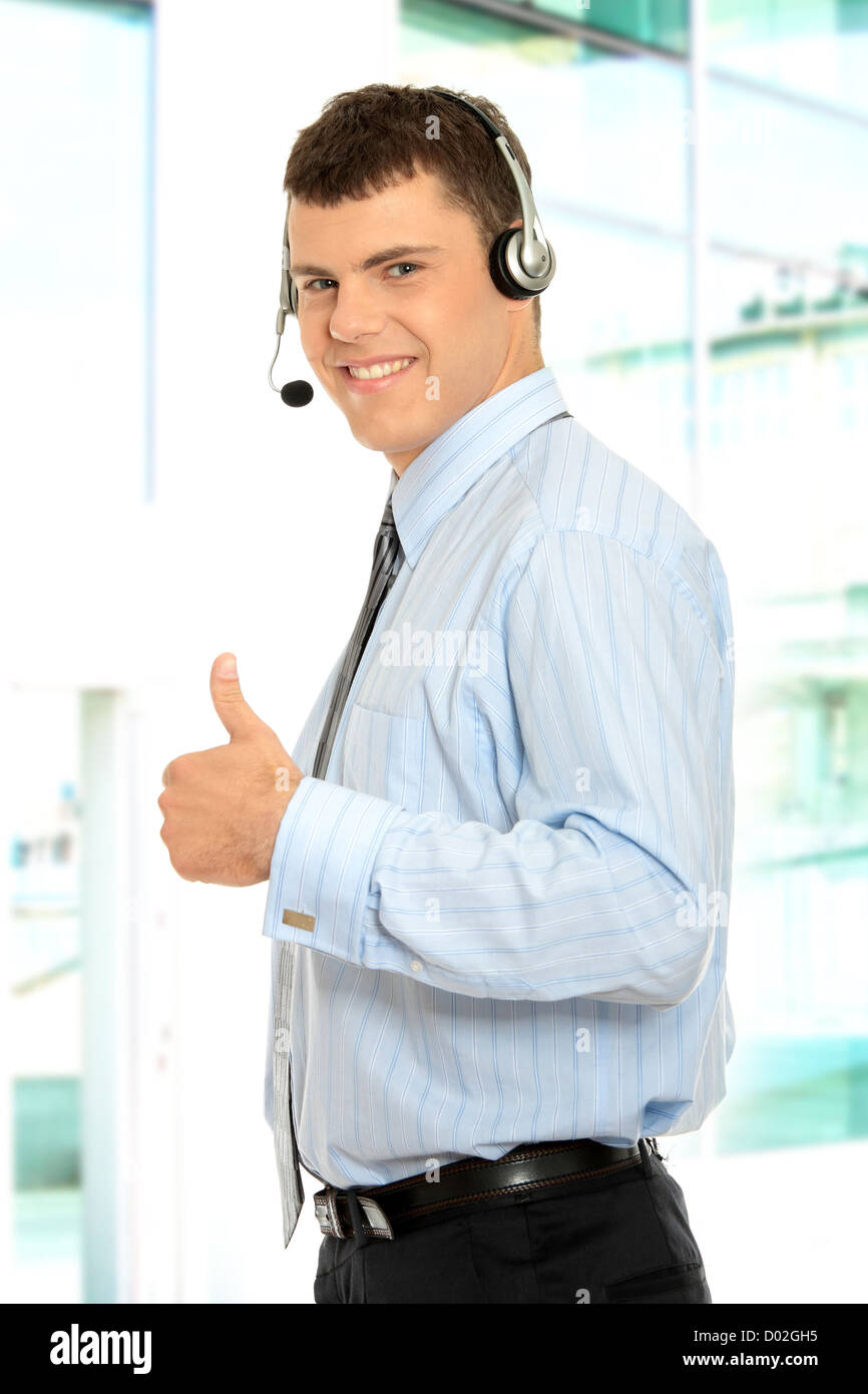 Charming customer service representative with headset on Stock Photo ...