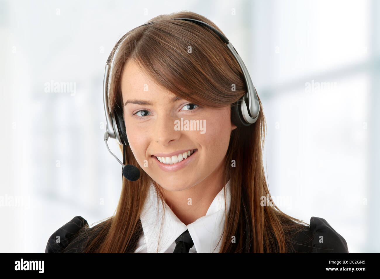 Beautiful Call Center Woman Stock Photo - Alamy