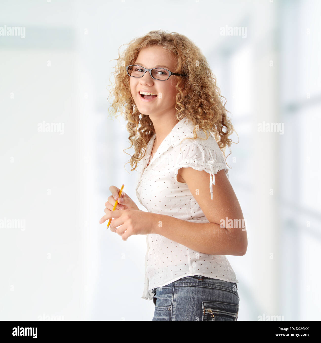 Beautiful corpulent caucasian student girl Stock Photo - Alamy