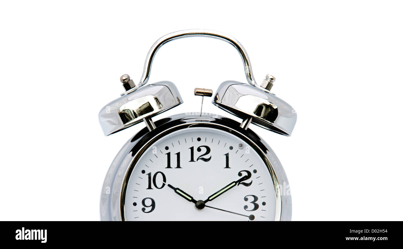 Clock a over white background Stock Photo - Alamy
