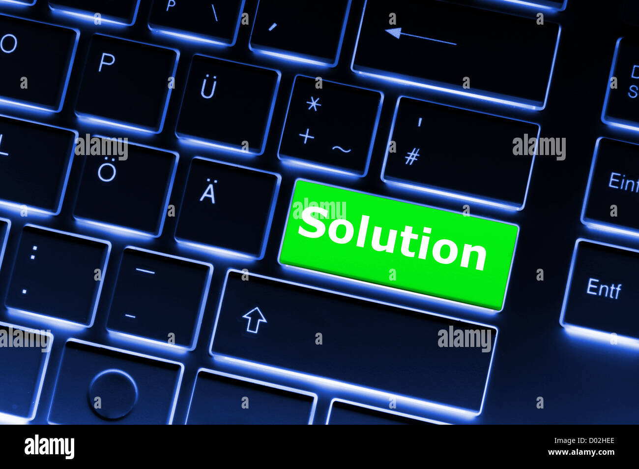 business solutions or problem concept with word on computer keyboard ...