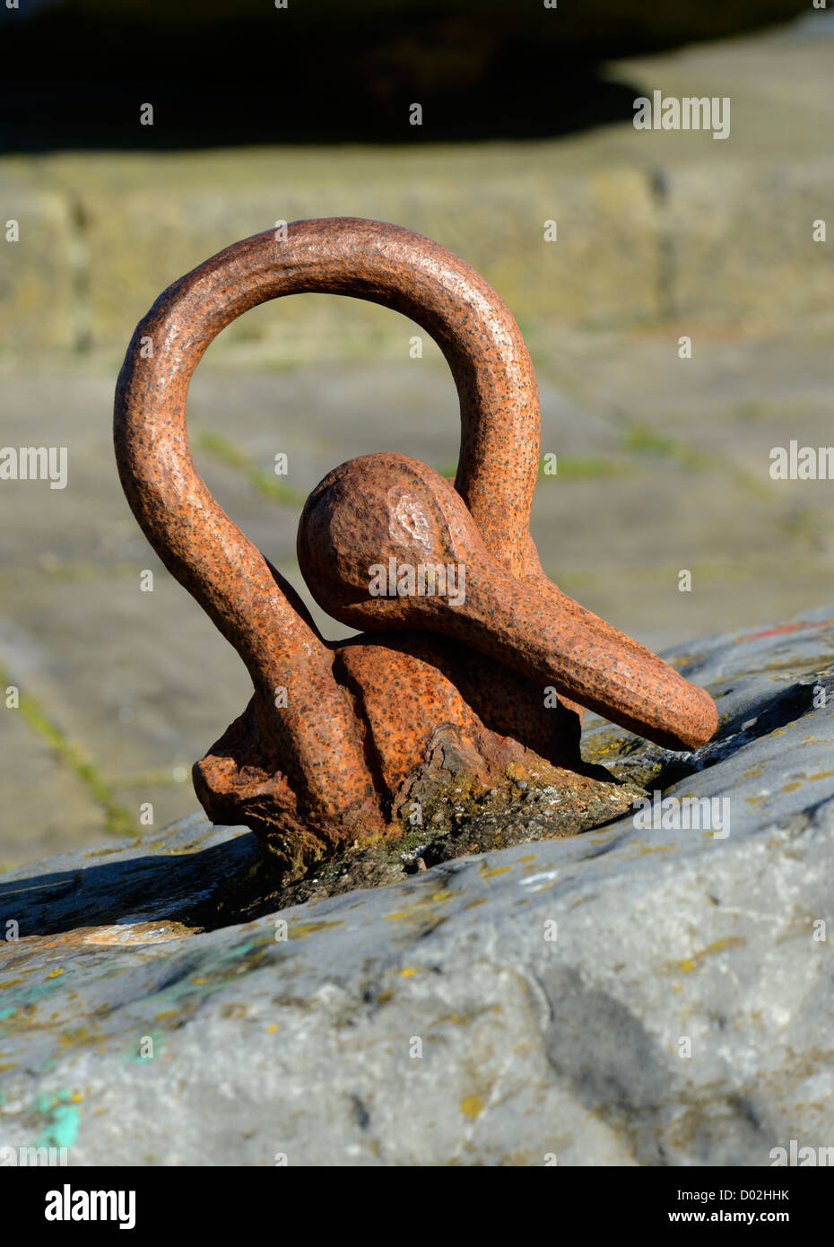 Iron shackle embedded in stone. Fish Harbour, Whitehaven, Cumbria ...