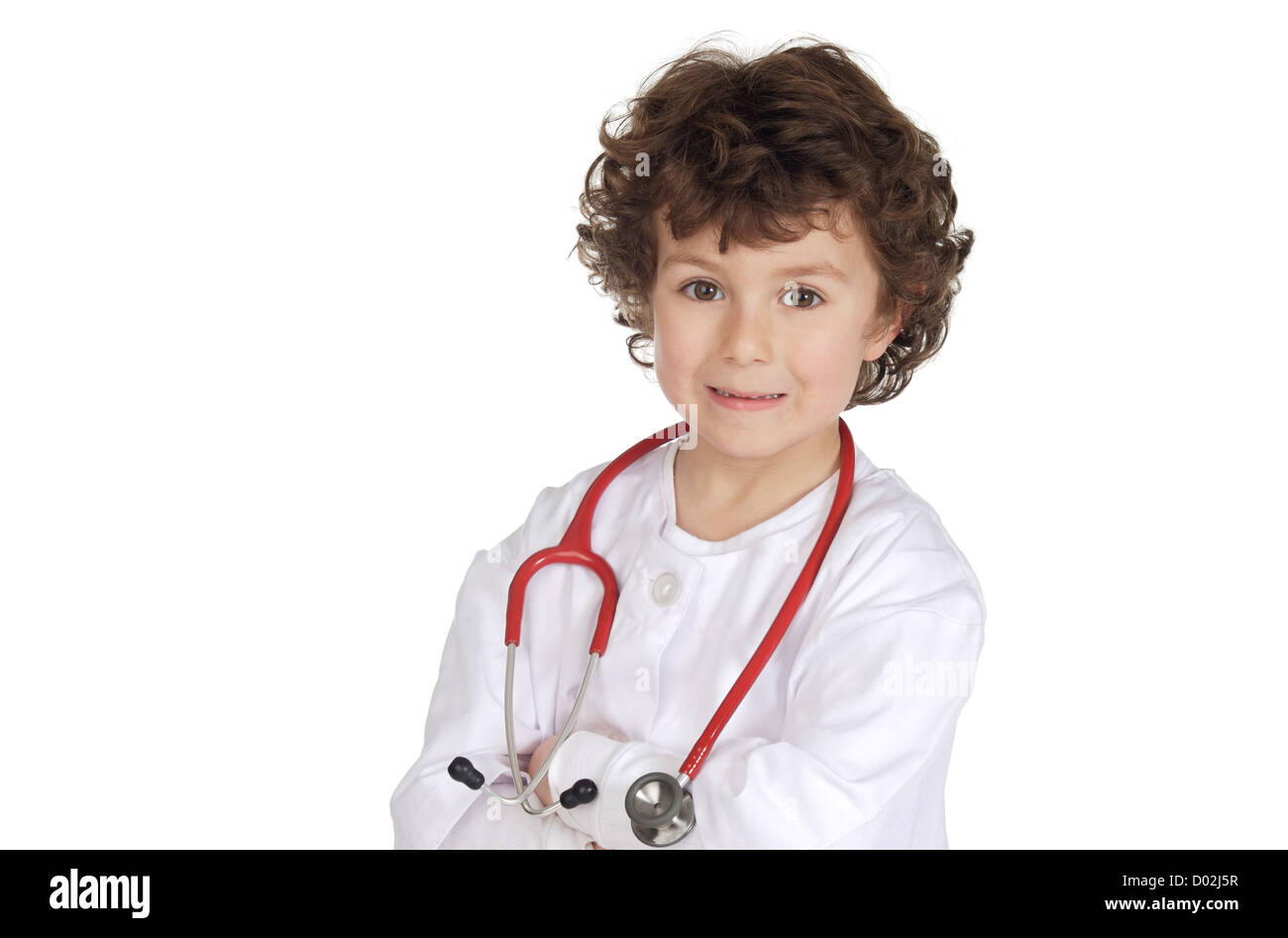 Adorable future doctor a over white background Stock Photo - Alamy