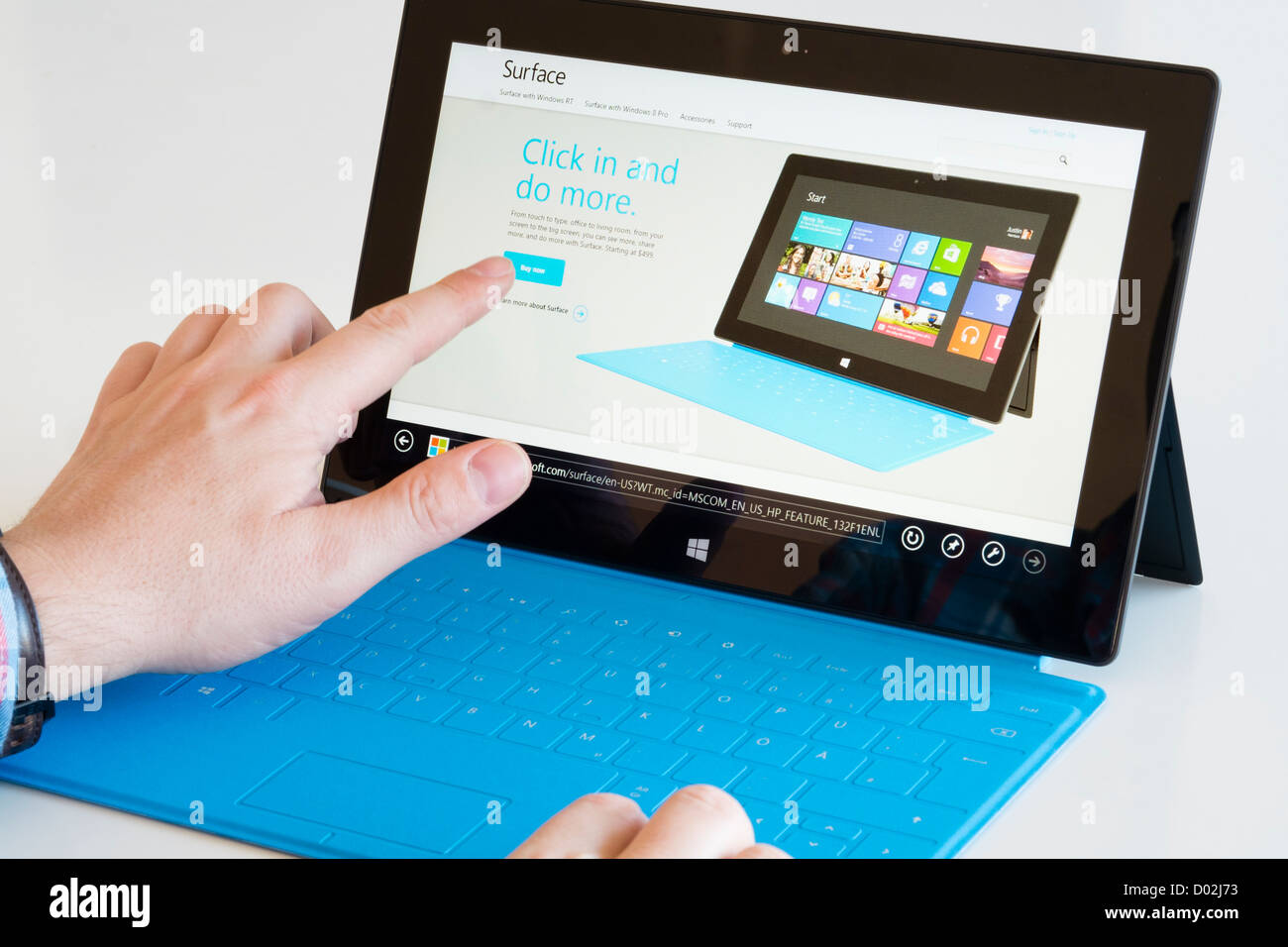 Microsoft website surface homepage on Microsoft Surface rt tablet ...