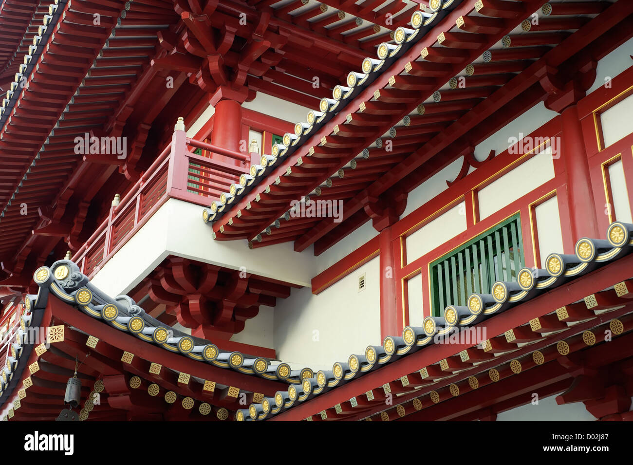 Chinese temple appearance with red and white tiles and walls Stock ...