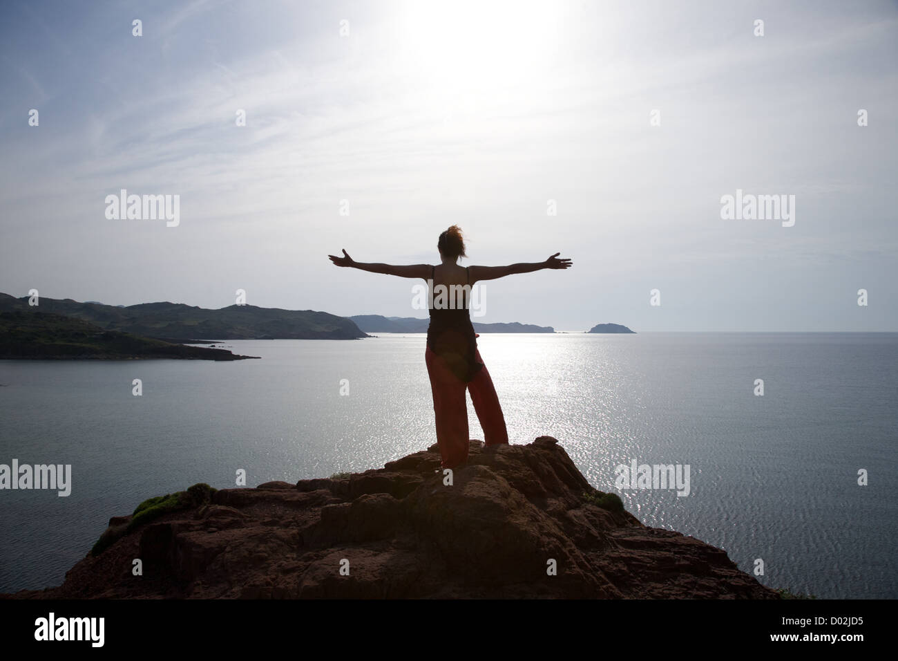 against the light woman at Menorca island in Spain Stock Photo - Alamy