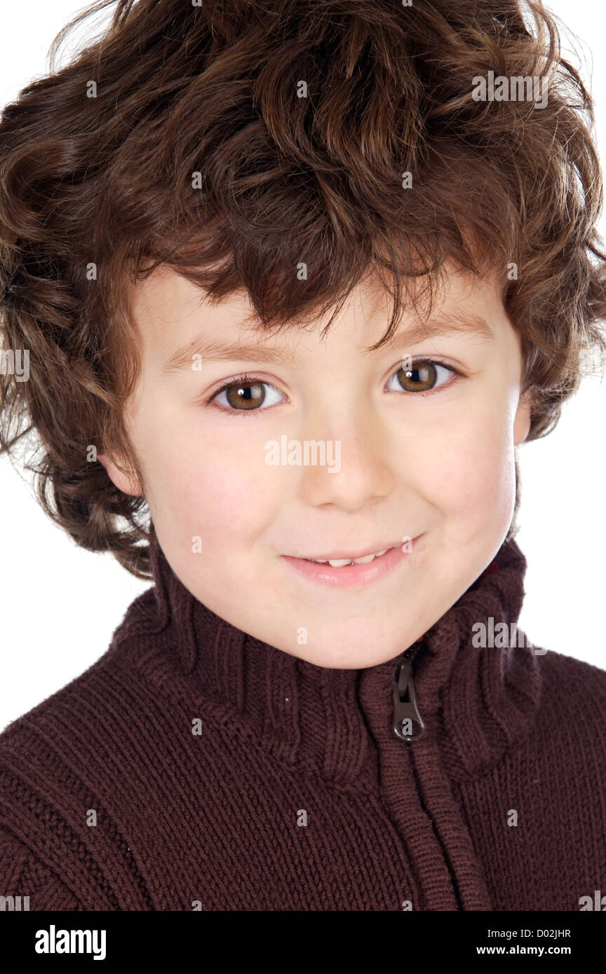 Adorable happy boy smiling a over white background Stock Photo - Alamy