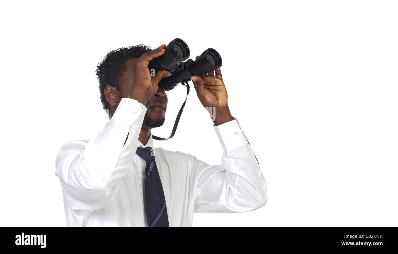 Man with binoculars isolated over white background Stock Photo - Alamy