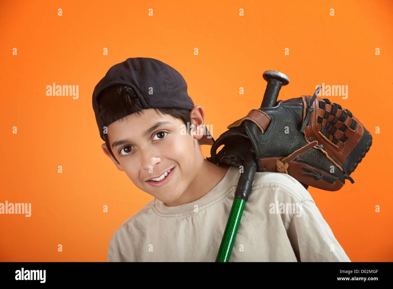 Young Native American kid going out to play baseball Stock Photo - Alamy